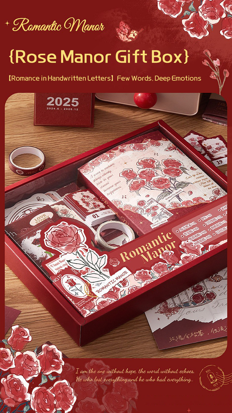 Vintage Rose Journal Gift Box Set Aesthetic Scrapbook with Envelopes ...