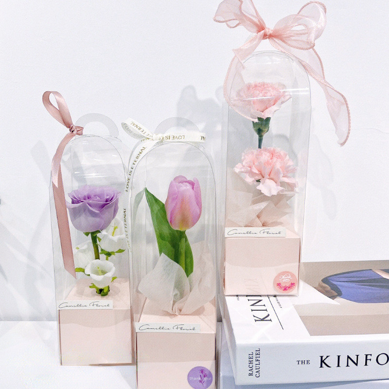 Transparent Rose Flower Box Plastic Cake Packaging Box Florist Wrapping ...