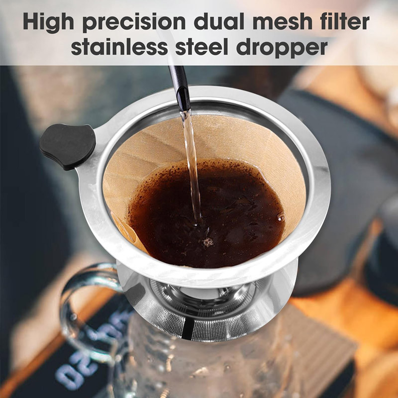 600/800mesh Stainless Coffee Filter Coffee Dripper Paper Free Double ...