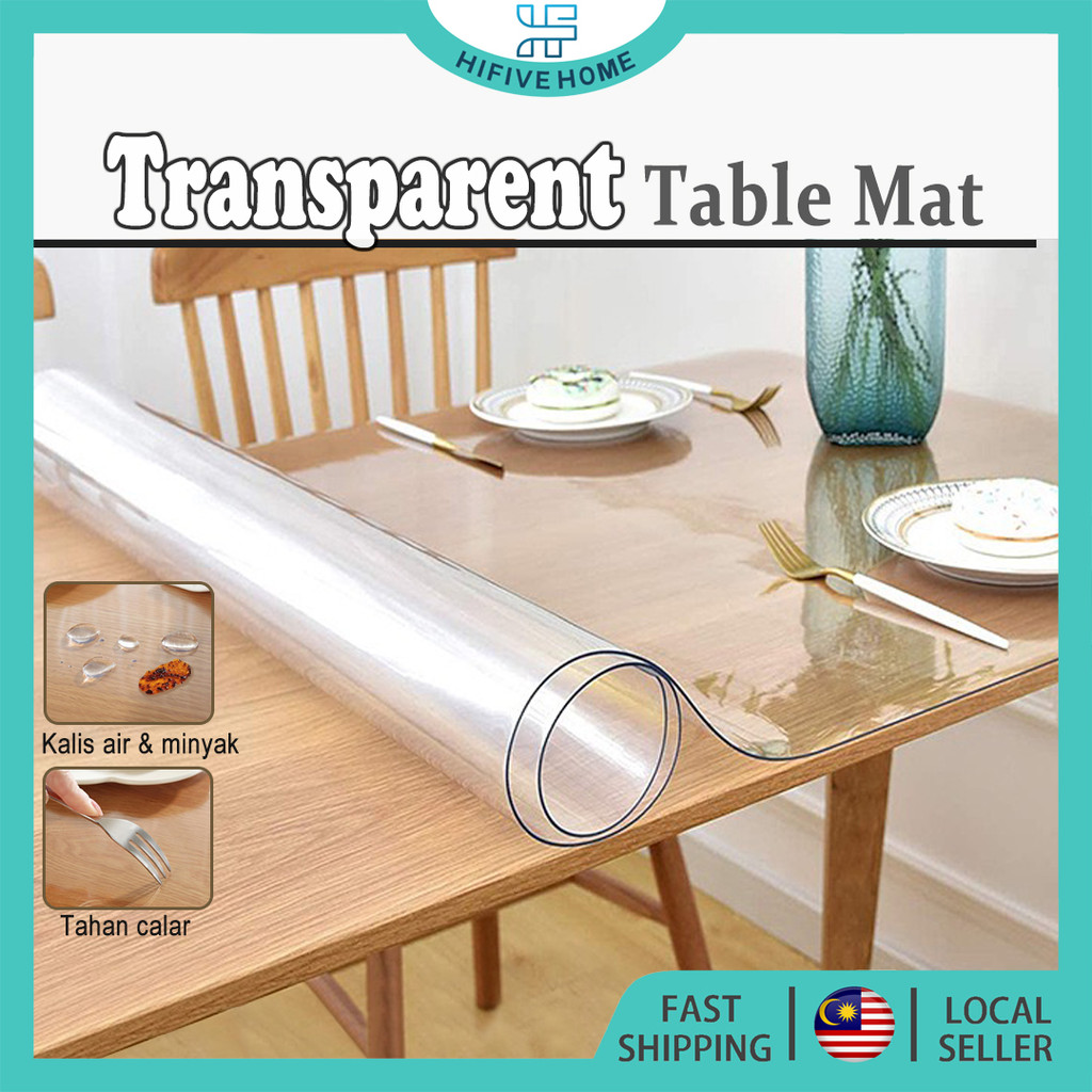 PVC Table Mat Transparent Plastic Cover Lapik Meja Plastik Kalis Air ...