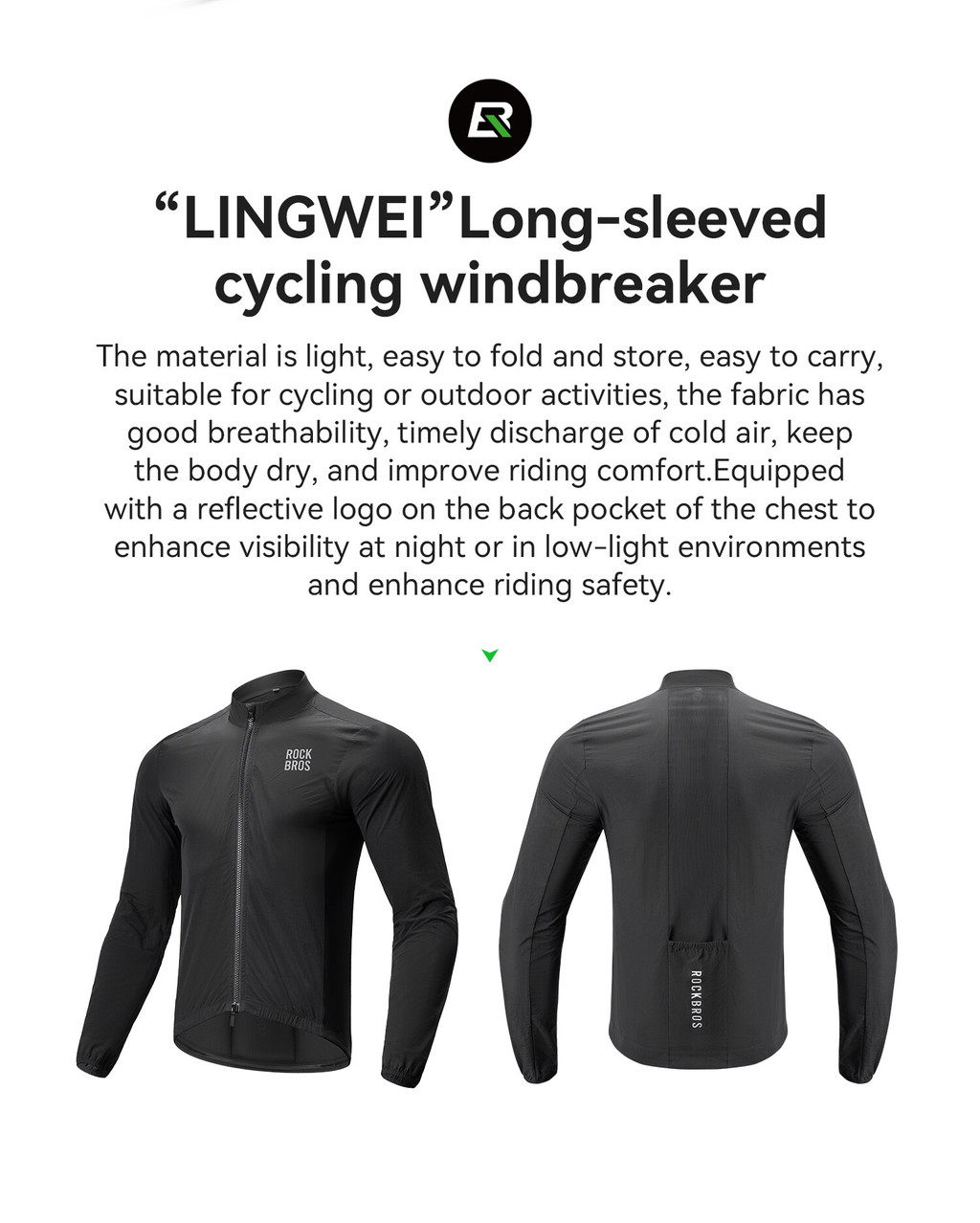 ROCKBROS Cycling Windbreaker Windproof Jacket Road Bike Long Sleeve ...