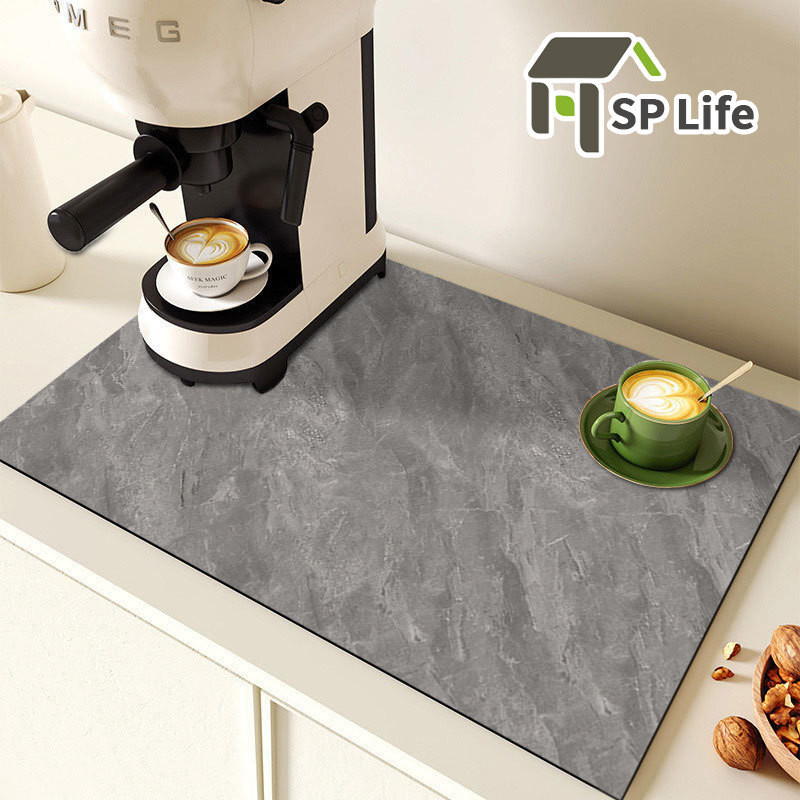 [SP]Marble Design Kitchen Top Mat Absorbent Countertop Mat Dish Drying ...