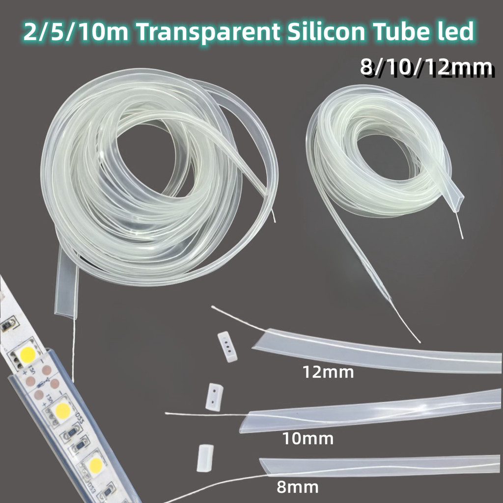 2m/5m Meters 8MM/10MM/12MM Silicone Tube Waterproof IP67 for SMD5050 ...