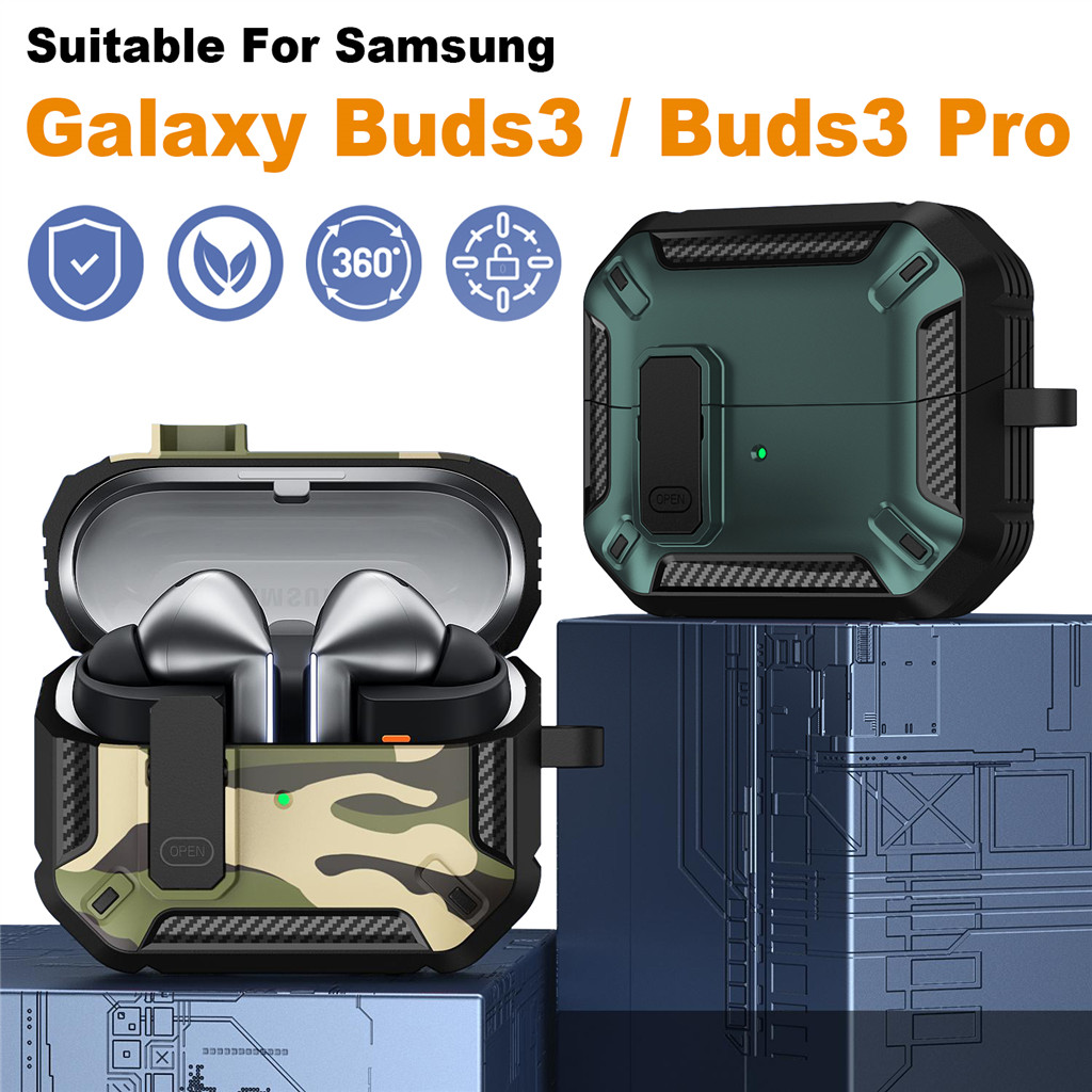 Camouflage Carbon Fiber Pattern Armor Earphone Case For Samsung Galaxy ...