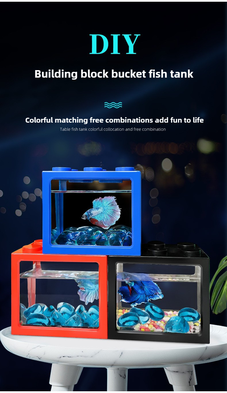 Mini small fish tank building blocks Betta fish tank Goldfish tank ...
