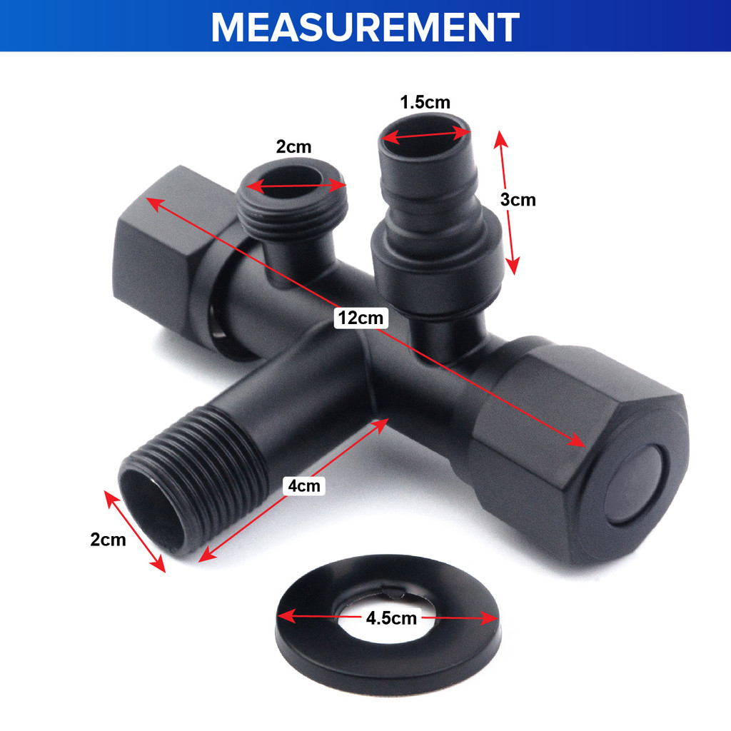 MCPRO SUS304 Stainless Steel BLACK HEXAGON Two Way Angle Valve With ...