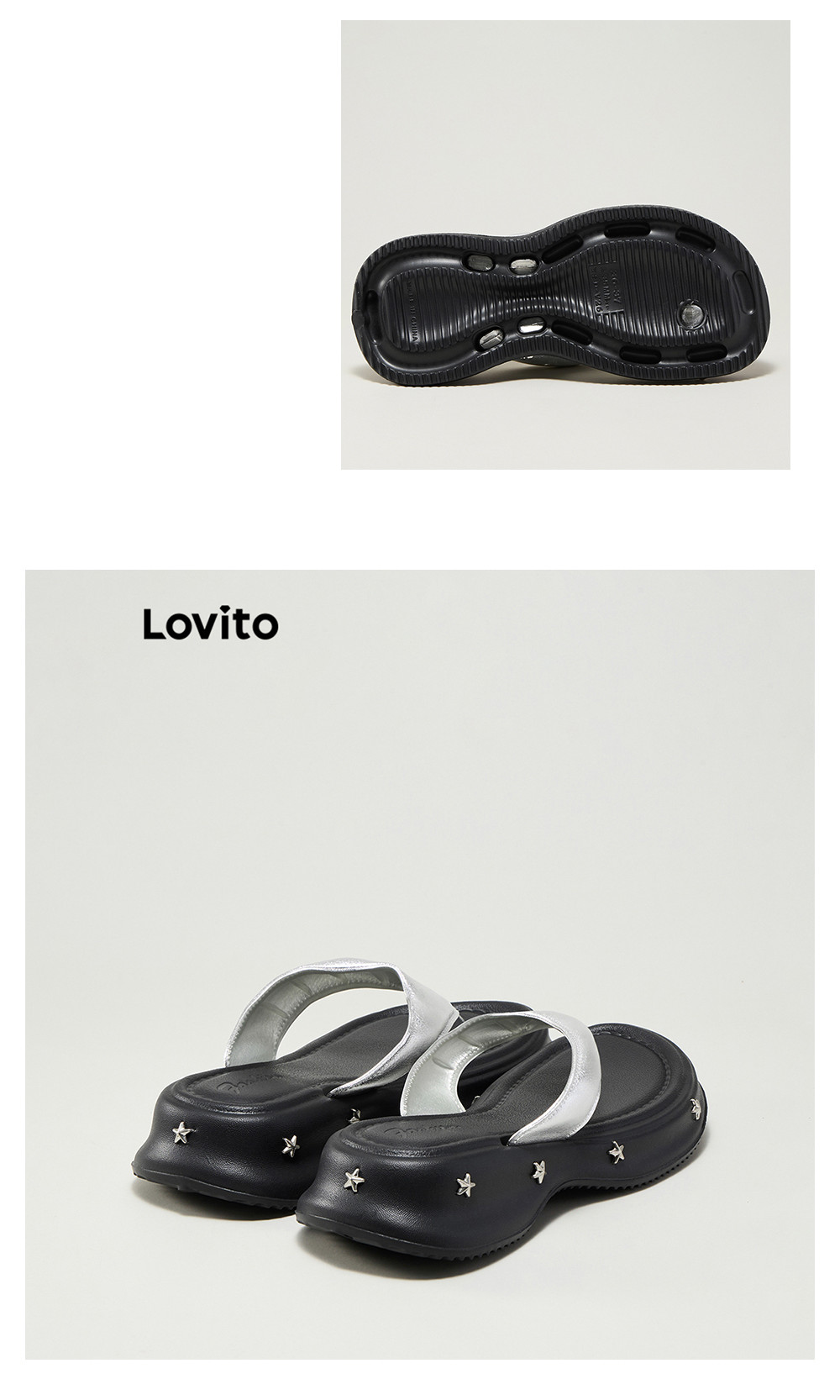 Lovito Sandal Datar Bintang Polos Kasual dengan Sol Tebal Lembut Nyaman ...