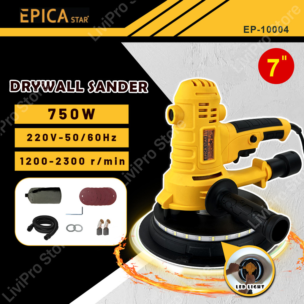 EPICA Star Polisher 750W Drywall Sander Electric 180mm LED Dry Wall ...