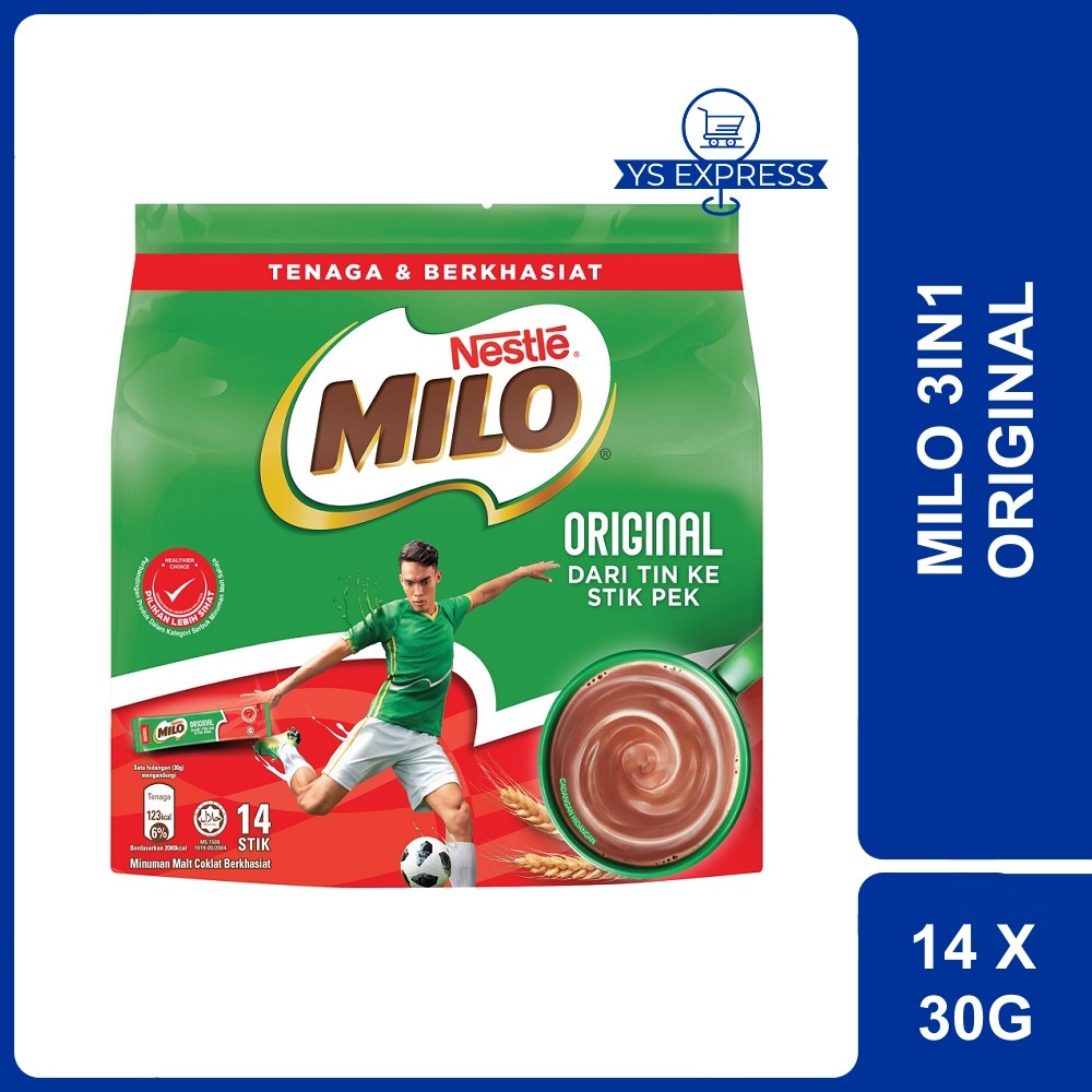 MILO 3in1 Original 14 X 30G (From Tin To Stick Pack) - 3dalam1 Asli 14 ...