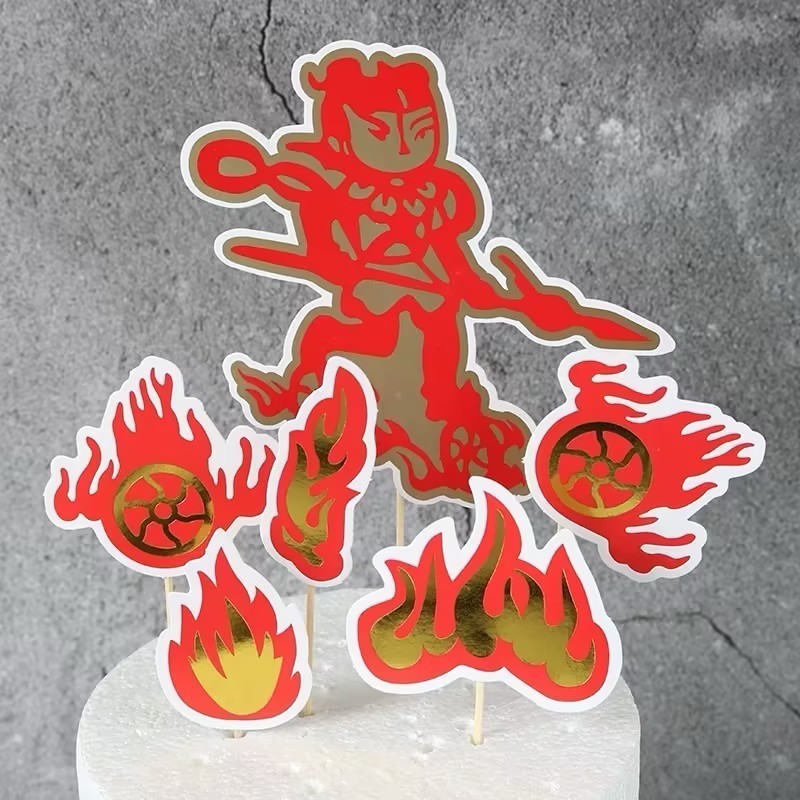 Nezha Series Theme Birthday Cake Plugin Set Decoration Party Cake ...