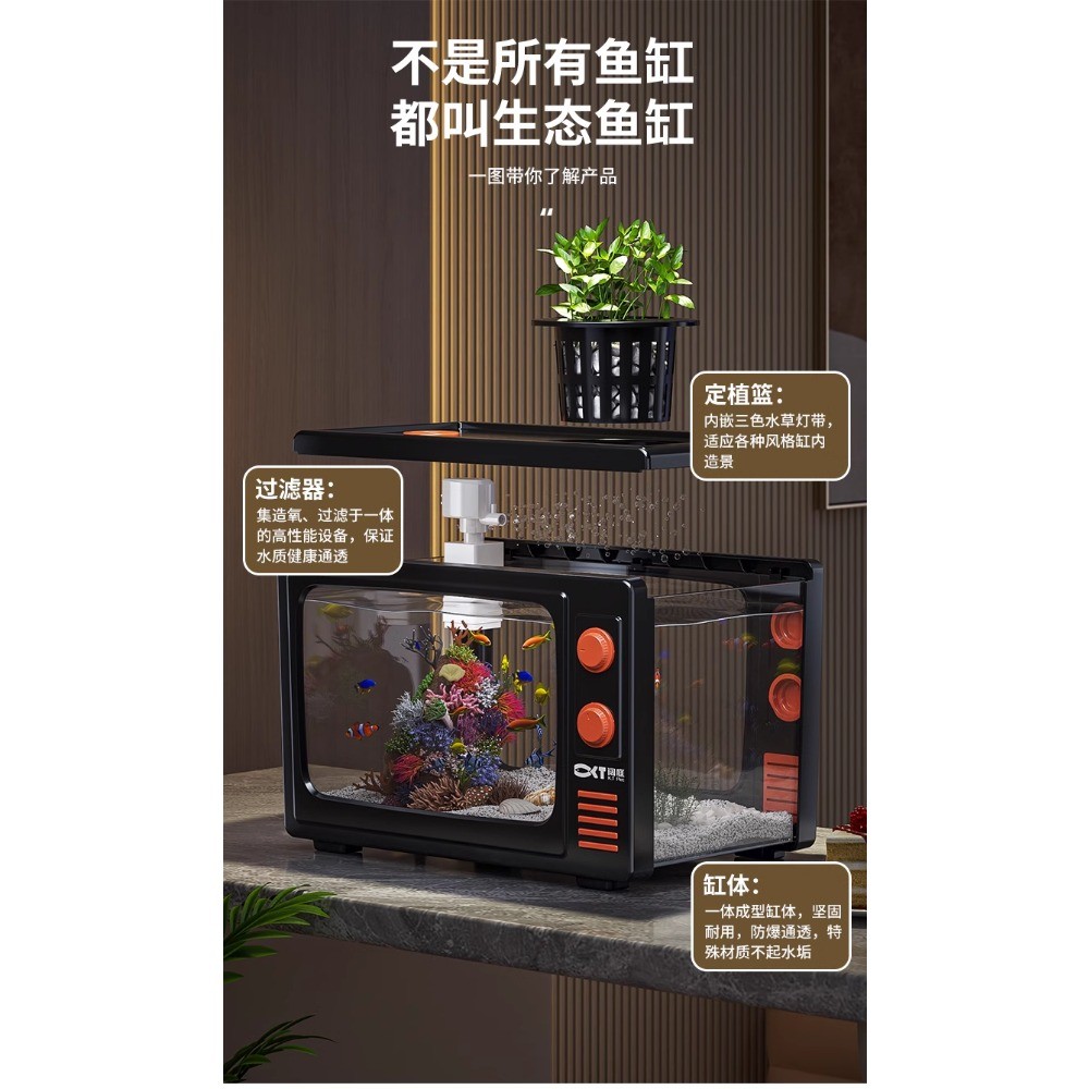 Small All-in-One Aquarium Starter Kit | Desktop Ecosystem Tank with ...