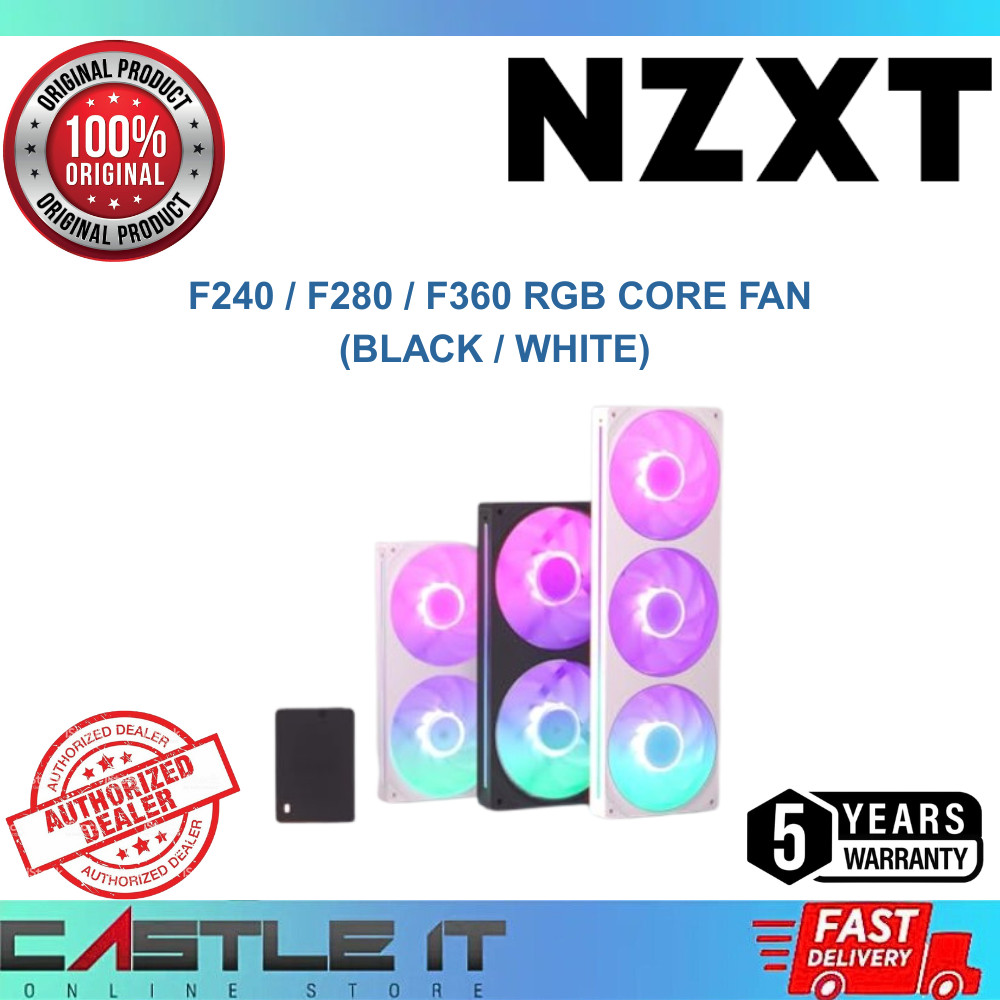 NZXT F240 F280 F360 RGB Core Casing Fan Single Frame Black White PC ...