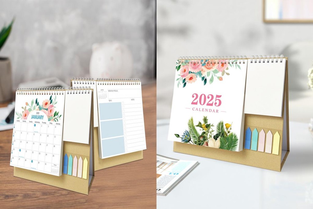 SOU Spiral Bound Desk Planner Compact Desk Calendar 2025 Desk Calendar ...