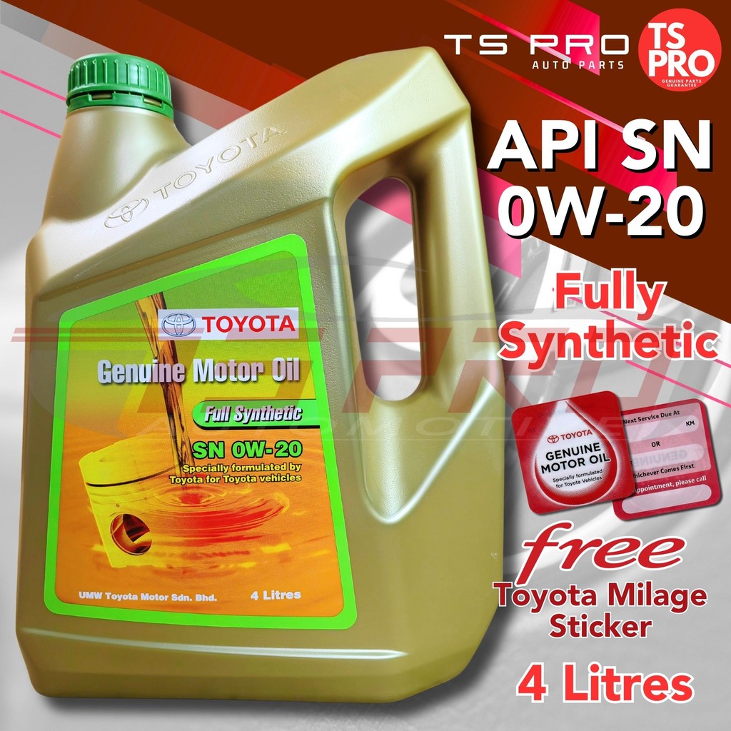 Toyota Genuine 0W-20 0W20 API SN Engine Oil (4L) - Fully Synthetic ...