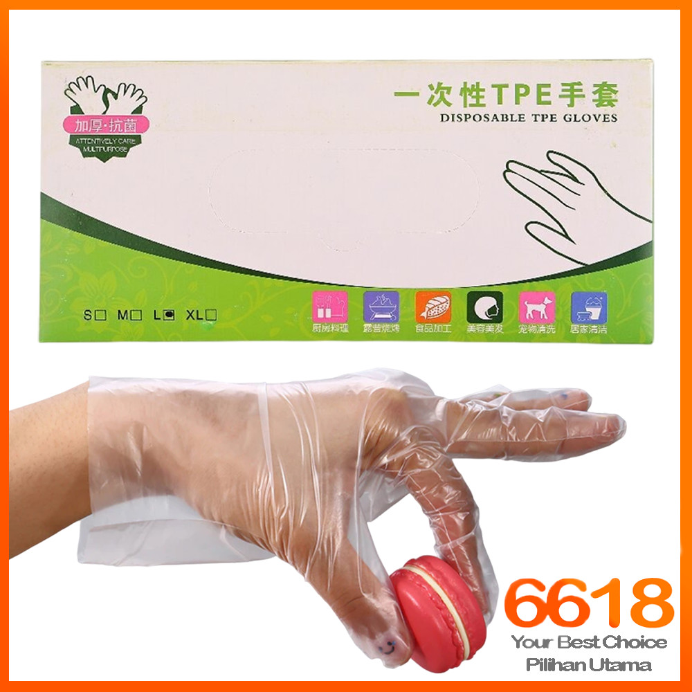 [100pcs/box] Sarung Tangan Plastik Pakai Sarung Tangan Rumah Restoran ...