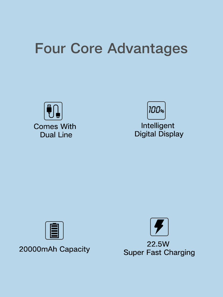 QBrand Powerbank Fast Charging Original With Cable Built In Type-C USB ...