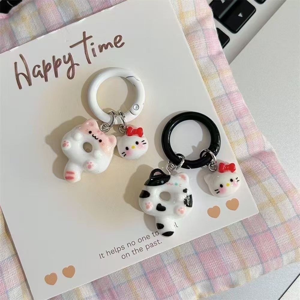 Cute Cartoon Donut Cat Keyring Siamese Cat KTins Style Keychain ...