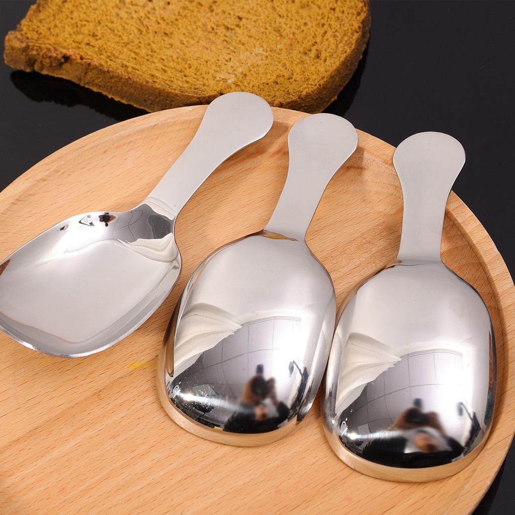 Kitchen Simple Stainless Steel Spoon Short Handle Square Head Spoon for ...