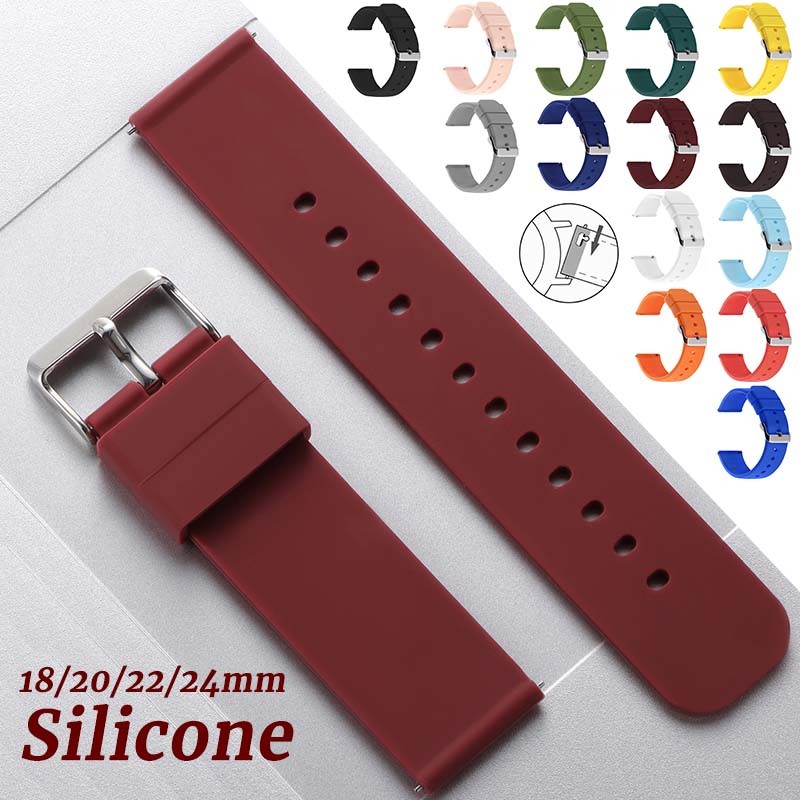Waterproof Sport Colorful Silicone Watch Strap 18mm 20mm 22mm 24mm Soft ...