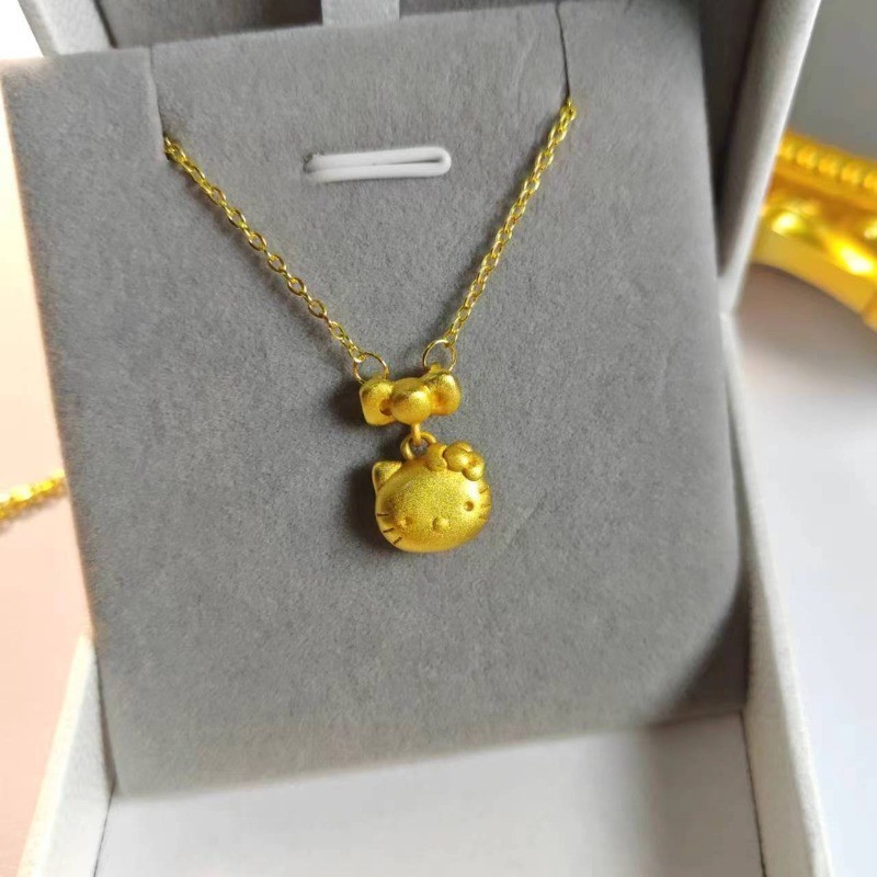 Golden Bow Hello Kitty Pendant Necklace Gold Color Cat Pendant Sweet ...