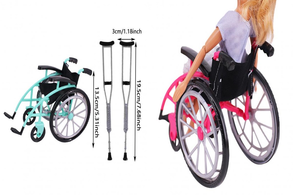 [EY] Doll Wheelchair and Crutches Set Sand Table Mini Wheelchair Toy ...