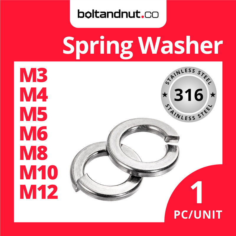 Spring Washer DIN127B | SUS 316 Stainless Steel Grade A4-70 | M3 M4 M5 ...