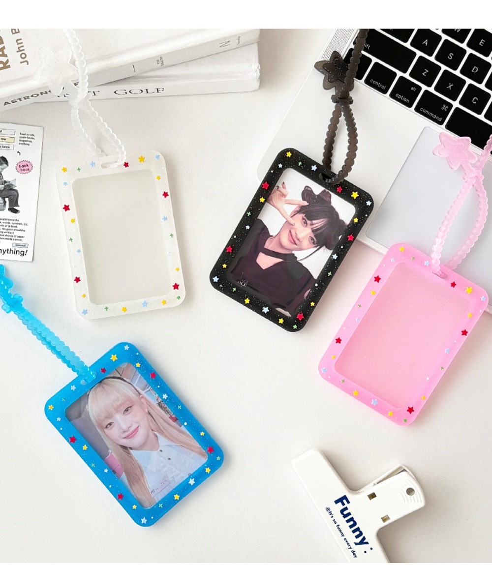 3 inch silicone glitter card holder ID photo photo small card soft ...