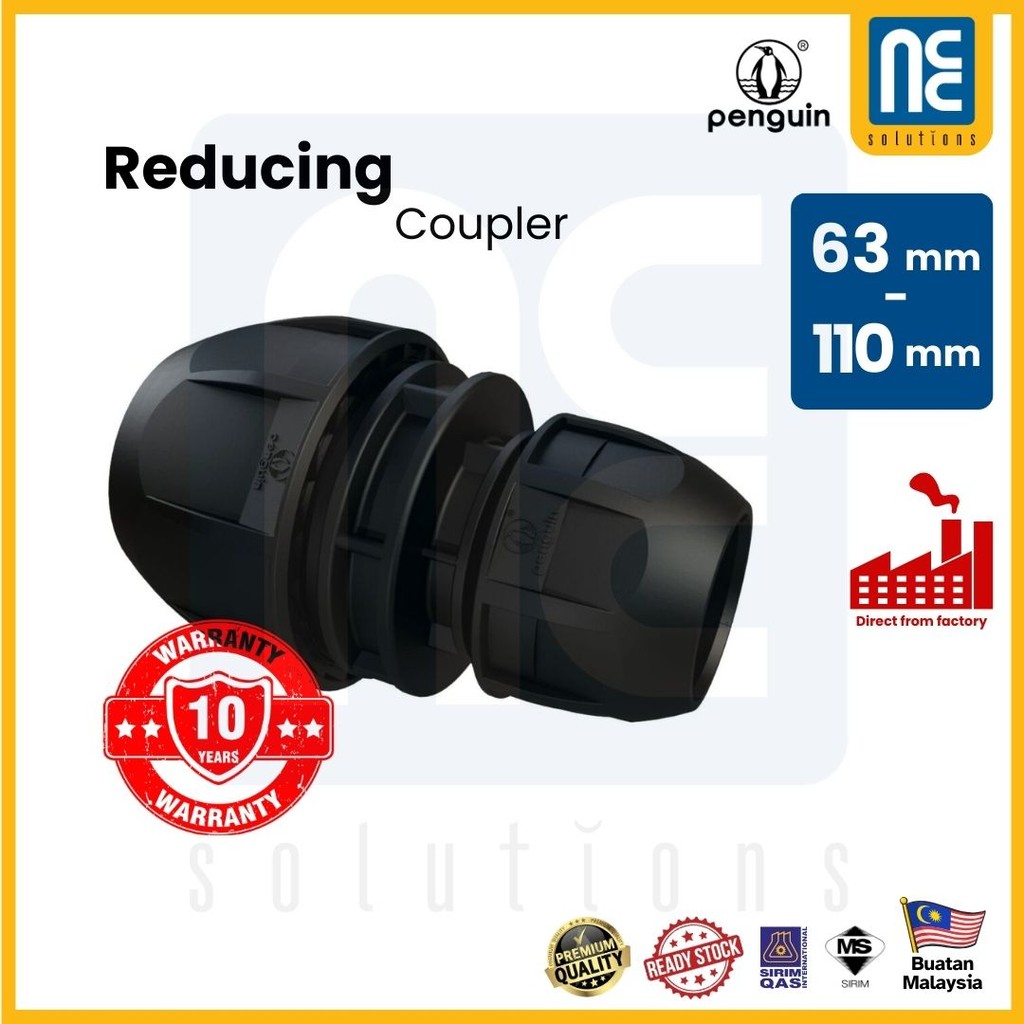 HDPE Poly Pipe connector Compression Poly Pipe Fitting Reducing Coupler Sambungan Paip Air 63mm ...