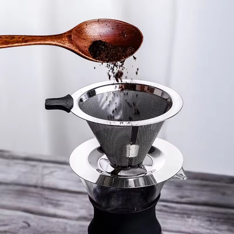 Paper-free Stainless Steel Coffee Filter Coffee Dripper Drip Reusable ...