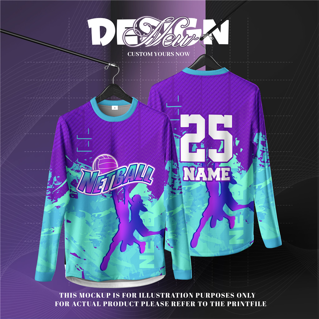 【Free CUSTOM】 NEW ! 2025 NETBALL JERSEY Baju Long sleeves Design tshirt ...