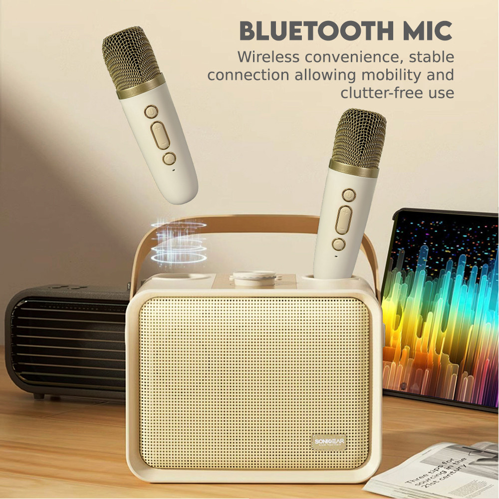 SonicGear IOX K600 Dual Wireless Mic Bluetooth 5.3 Karaoke Speaker with ...