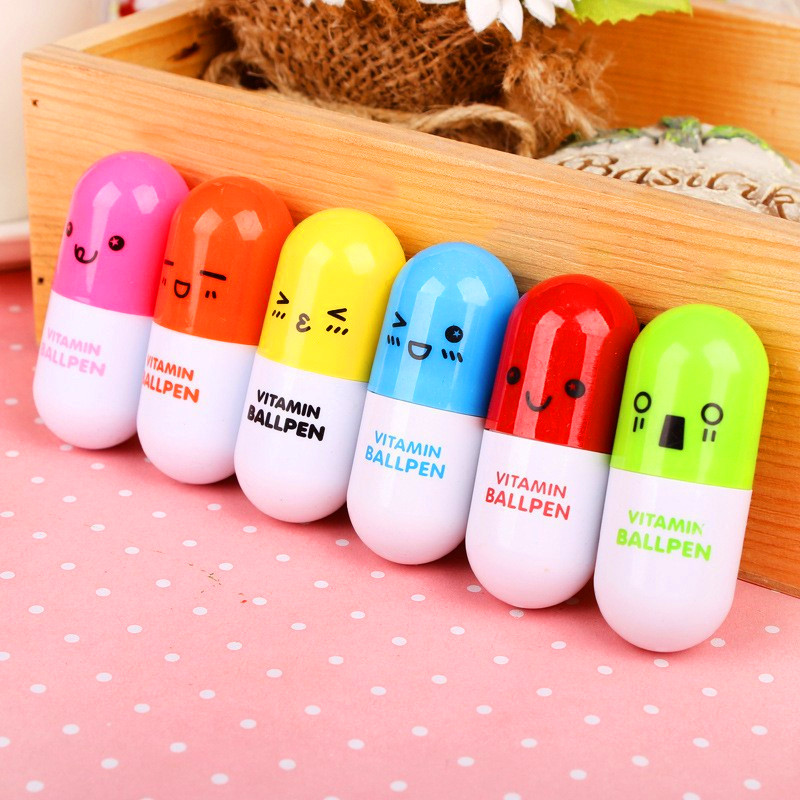 𝗛𝗔𝗡𝗗𝗬 𝗝𝗢𝗬 》Capsule Vitamin Mini Pen Retractable Ballpoint Pill School ...