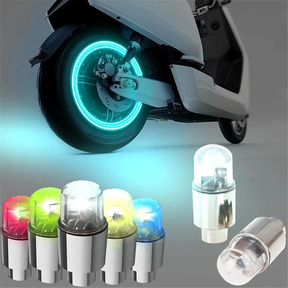 4 Colors Bicycle Car Wheel Tyre Valve LED Lights Night Glowing Tire ...