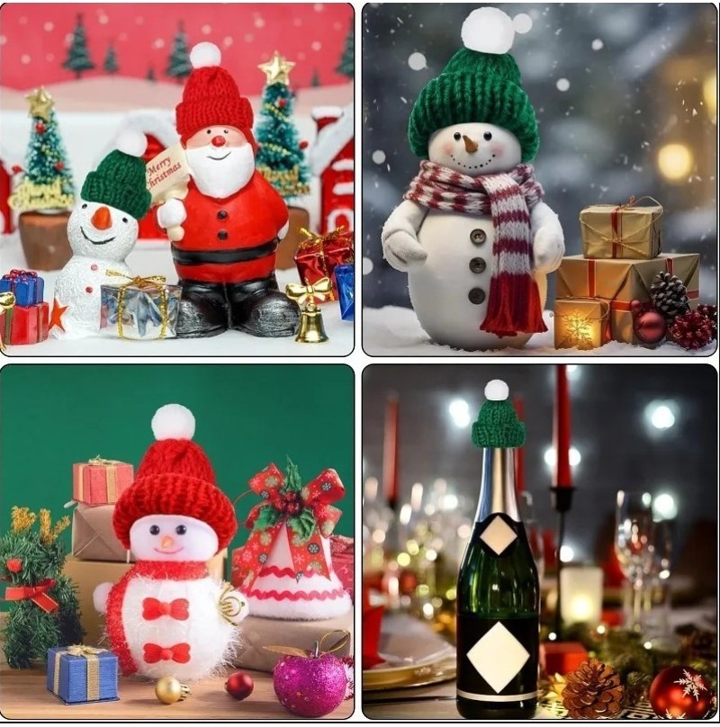 20Pcs Mini Christmas Hat & Scarf Ornament - DIY Knitting Santa Hat ...