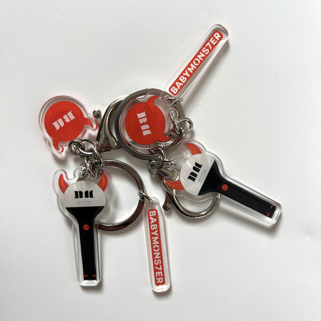 Kpop Idol BABYMONSTER Acrylic Lightstick Charm Keyring Keychains ...