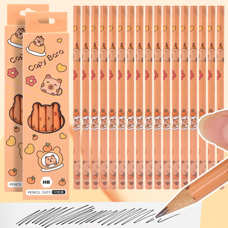 12Pcs Capybara Writing Pencil - Cartoon HB Drawing Pencil - Long Pole ...