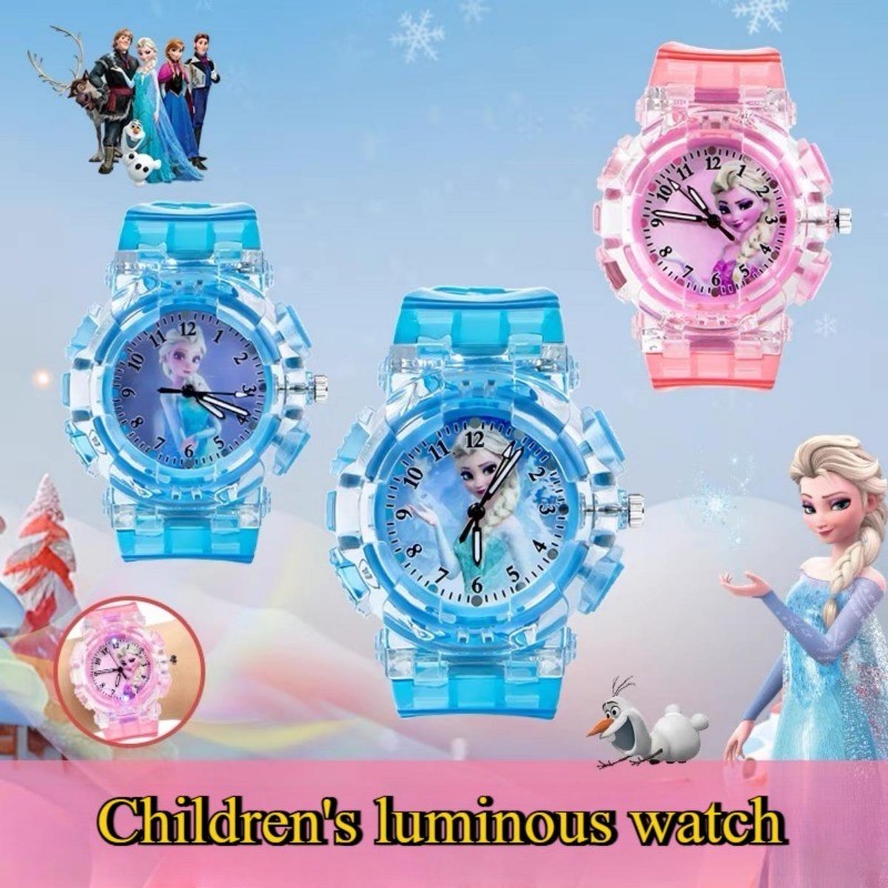 Spiderman Children's Luminous Watch Princess Elsa Kids Watch Kuromi ...