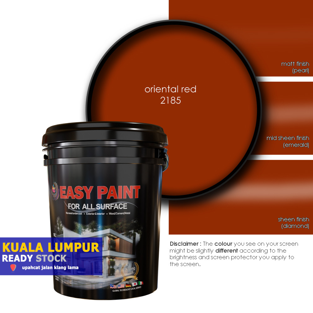 1 Liter and 5 Liter - ORIENTAL RED J 2185, Easy Paint All Surface for ...
