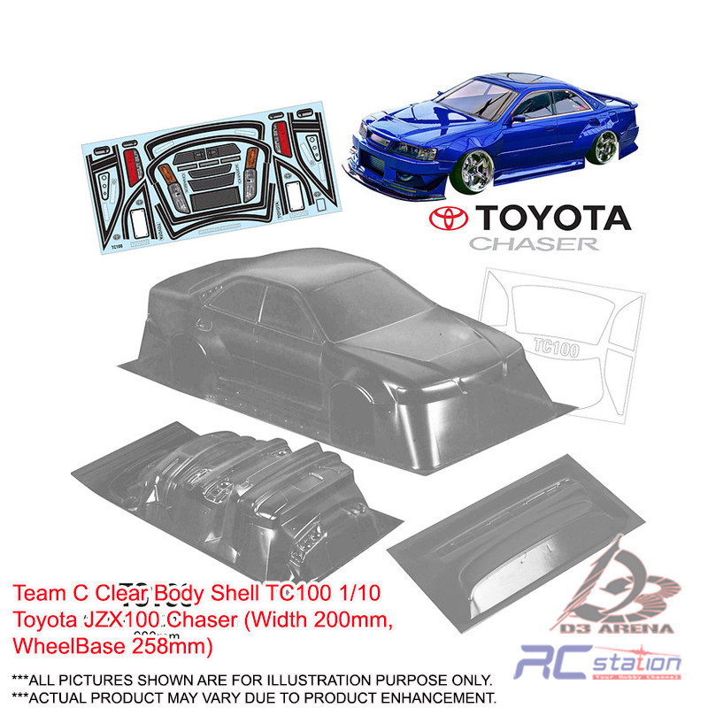Team C Clear Body Shell TC100 1/10 Toyota JZX100 Chaser (Width 200mm ...