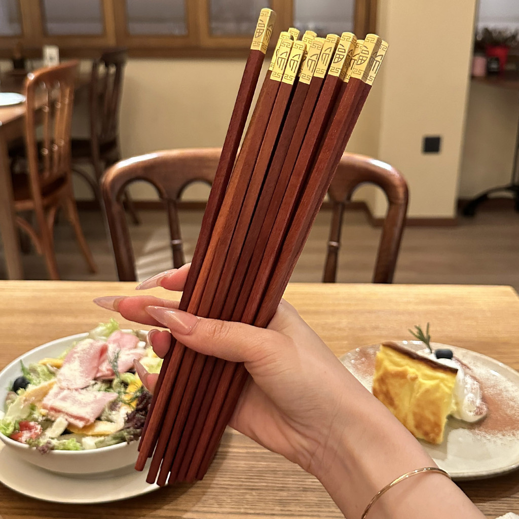 High end Rosewood chopsticks gold headed solid wood chopsticks ...
