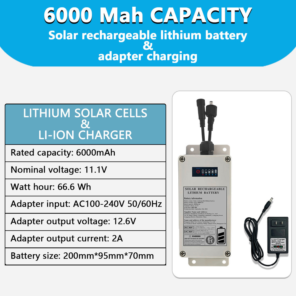 Panel Solar Ventilator6000mAhLarge kapasiti boleh dicas semula litium ...
