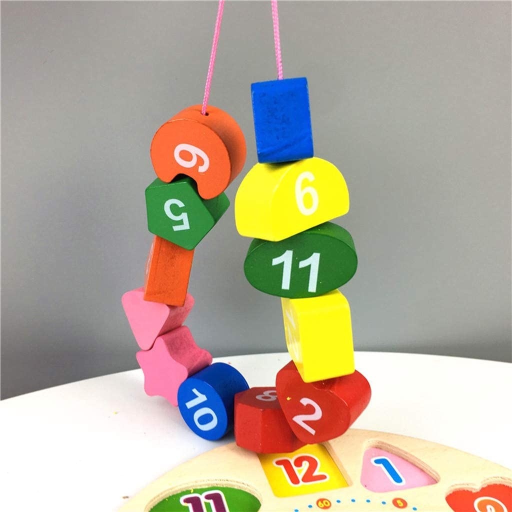 Realeos Wooden Shape Blocks Sorting Matching Clock Baby Kids Toys ...
