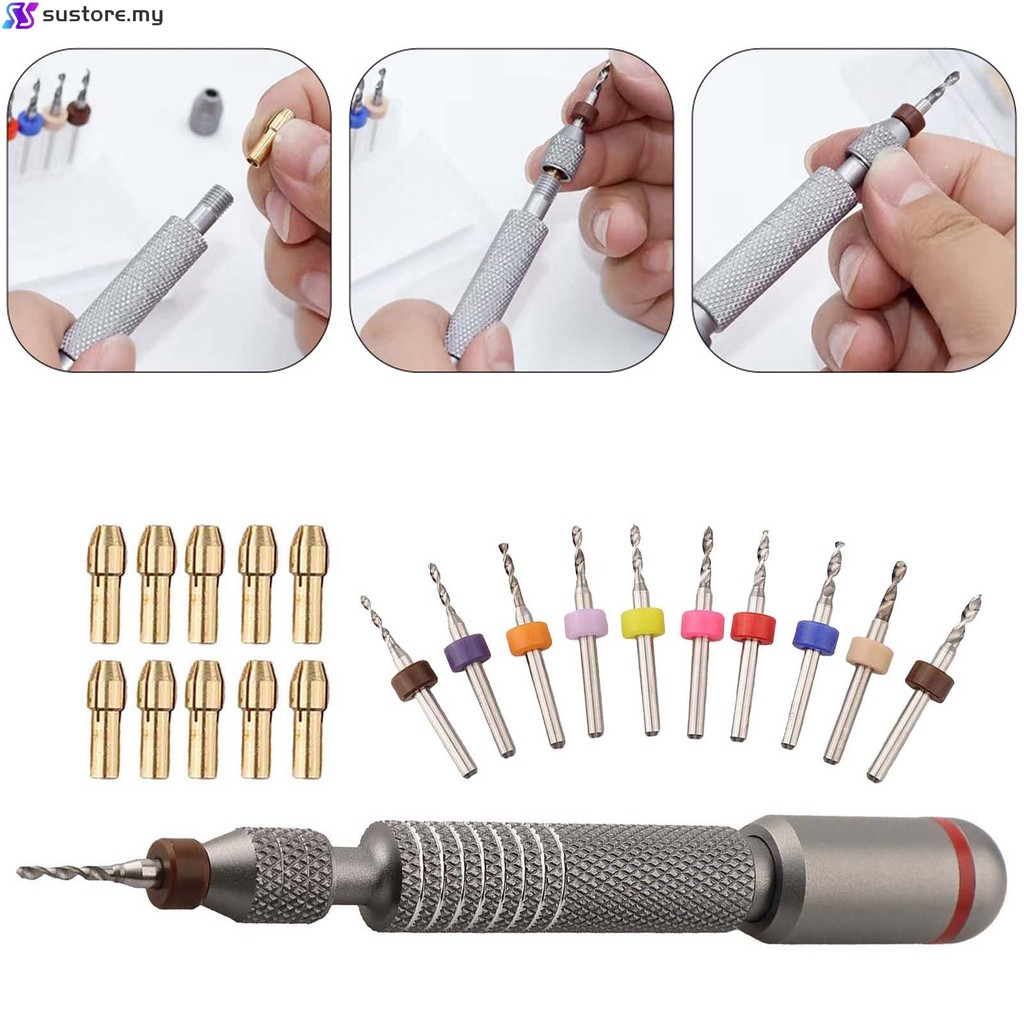 [Super] 21-Piece Precision Hand Drill Bit Set with Chuck for DIY ...