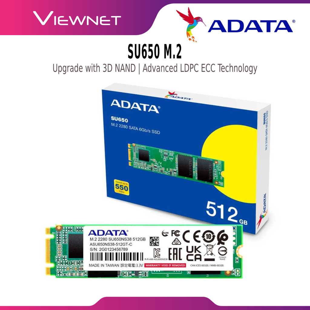 ADATA SU650 M.2 2280 INTERNAL SSD SOLID STATE DRIVE WITH 3D NAND FLASH ...