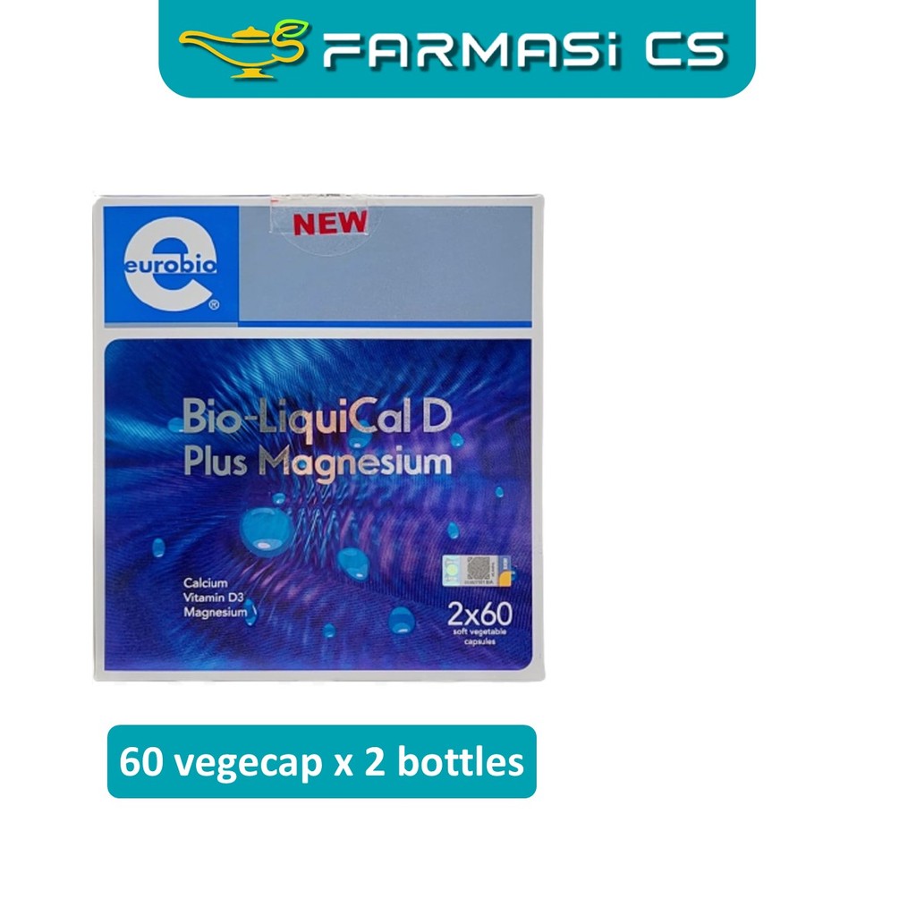 Eurobio Bio-LiquiCal D Plus Magnesium 60 capsules x 2 Bottles (TWIN ...