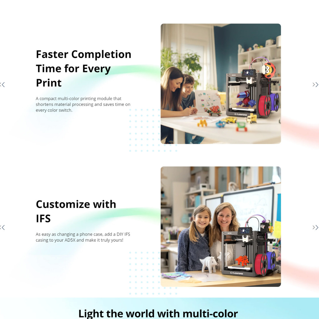 Flashforge AD5X Smart Multi-Color Print (IFS) / 600mm/s Max Speed / Easy to use / Core XY FDM 3D ...