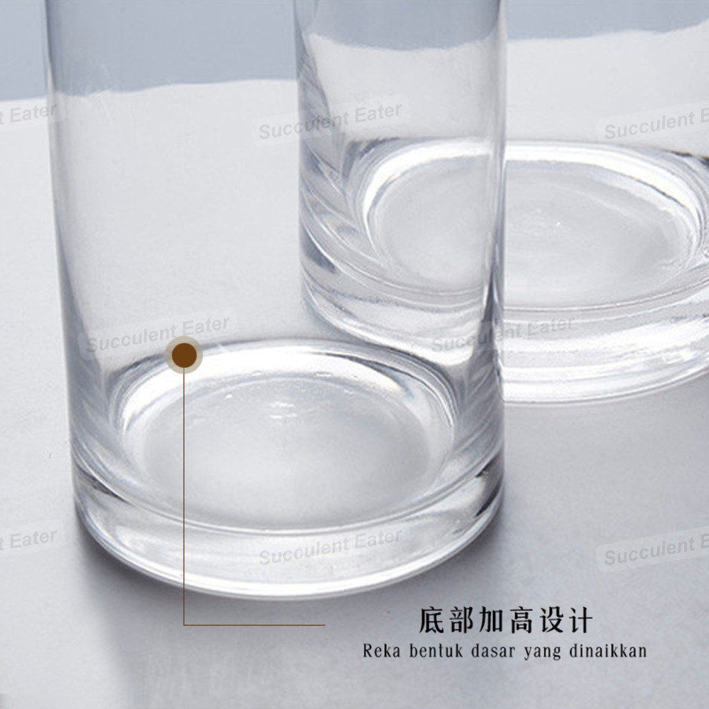 Vase Glass Cylinder Clear Transparent Pasu Bunga Hiasan Kaca Aquarium ...