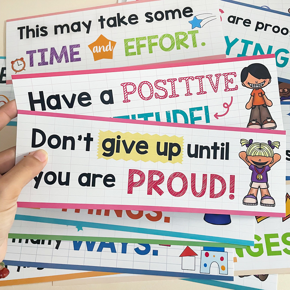 16Pcs Growth Mindset Positive Affirmation Posters (26.7*8.8cm) - Kids ...