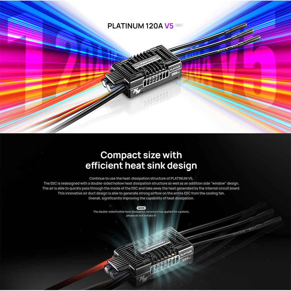 HOBBYWING Platinum 120A V5 3-8S LiPo Brushless ESC for RC Remote ...