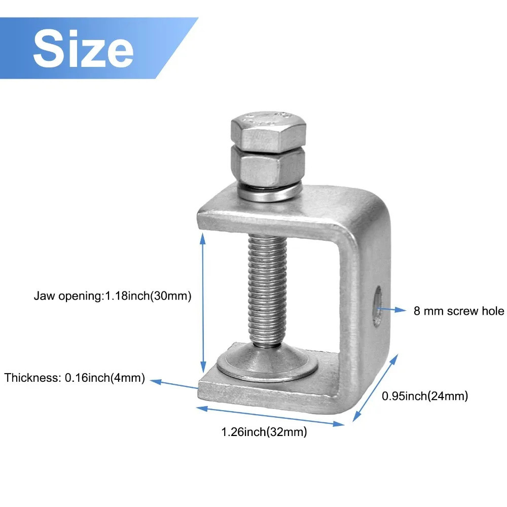 1/6pcs Stainless Steel C-Clamp Durable U-Clamp Metalworking Mini Desk ...